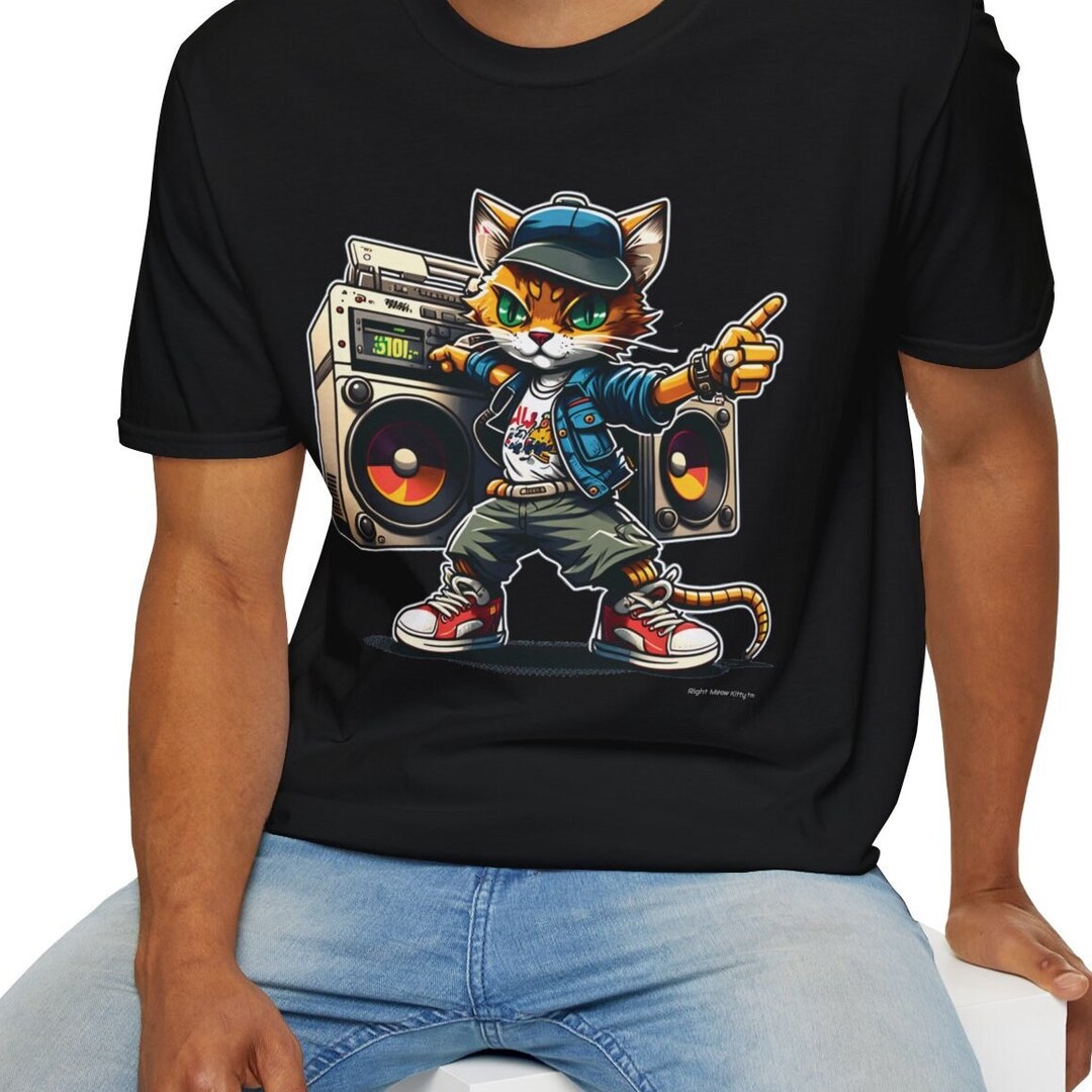 Rapping Cat Tshirt Rap Kitty Shirt Boombox Tshirt Music Tshirt Rapping ...
