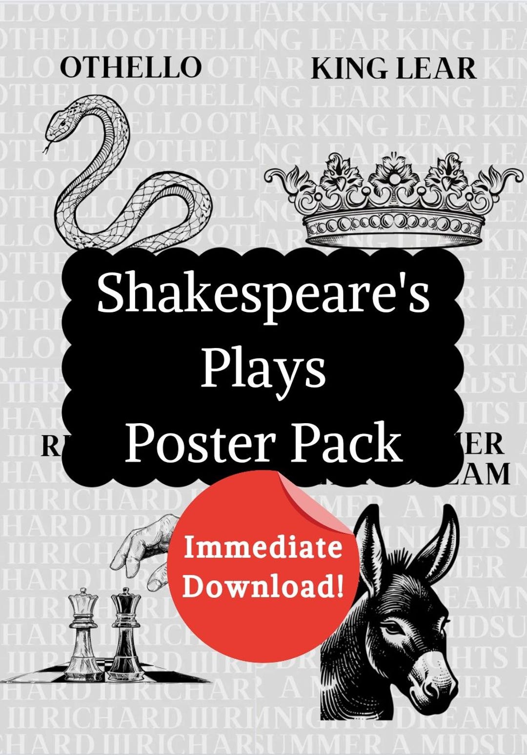Shakespeare Play 4 Pack of Posters Decor and Education Poster (PACK TWO ...