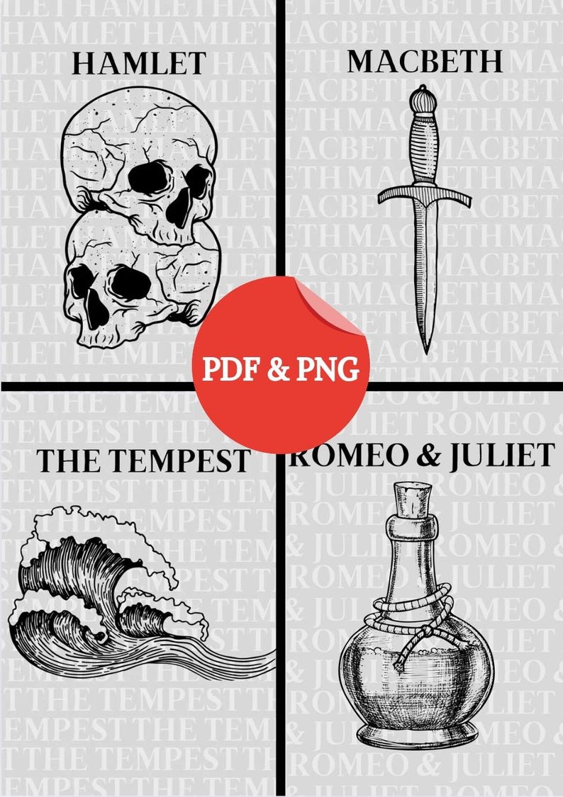 Shakespeare Play 4 Pack of Posters Decor and Education Poster (PACK ONE ...