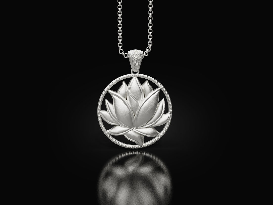Mens Lotus Pendant Sacred Lotus Flower Necklace Namaste - Etsy