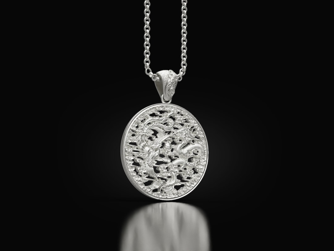 Dragon Pendant Silver Necklace for Man Dragon Pendant Men Silver ...
