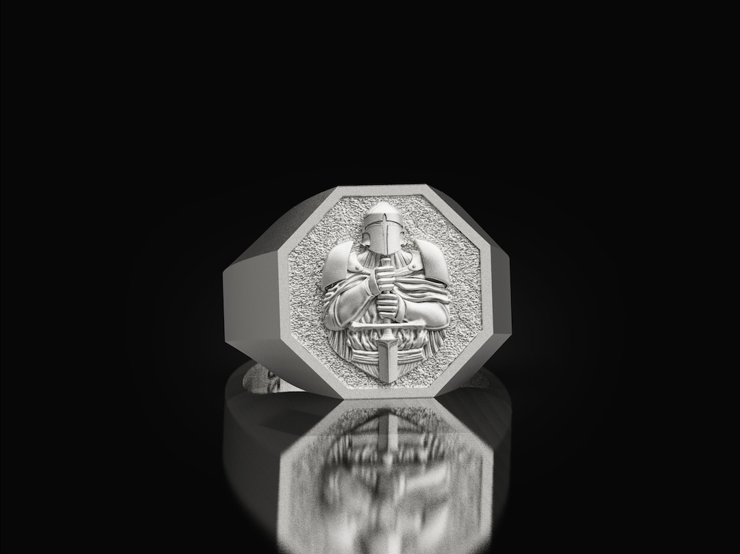 Medieval Knight Ring, Crusader Signet Ring, Mens Silver Templar Ring ...