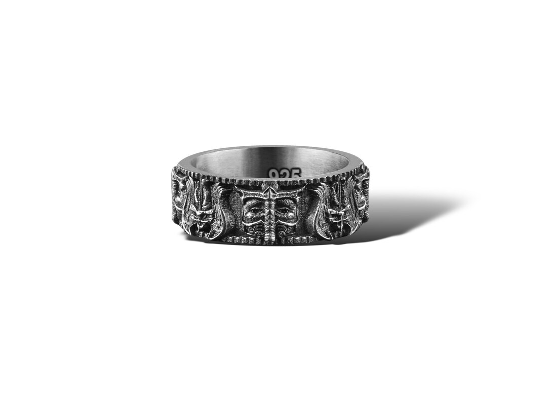 Crusader Knight Handmade Silver Men Band Ring, Christian Medieval ...