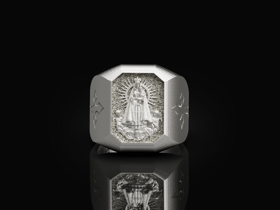 Virgin Mary Ring, Virgen Del Carmen Ring, Mens Virgin Mary Rings, Holy ...