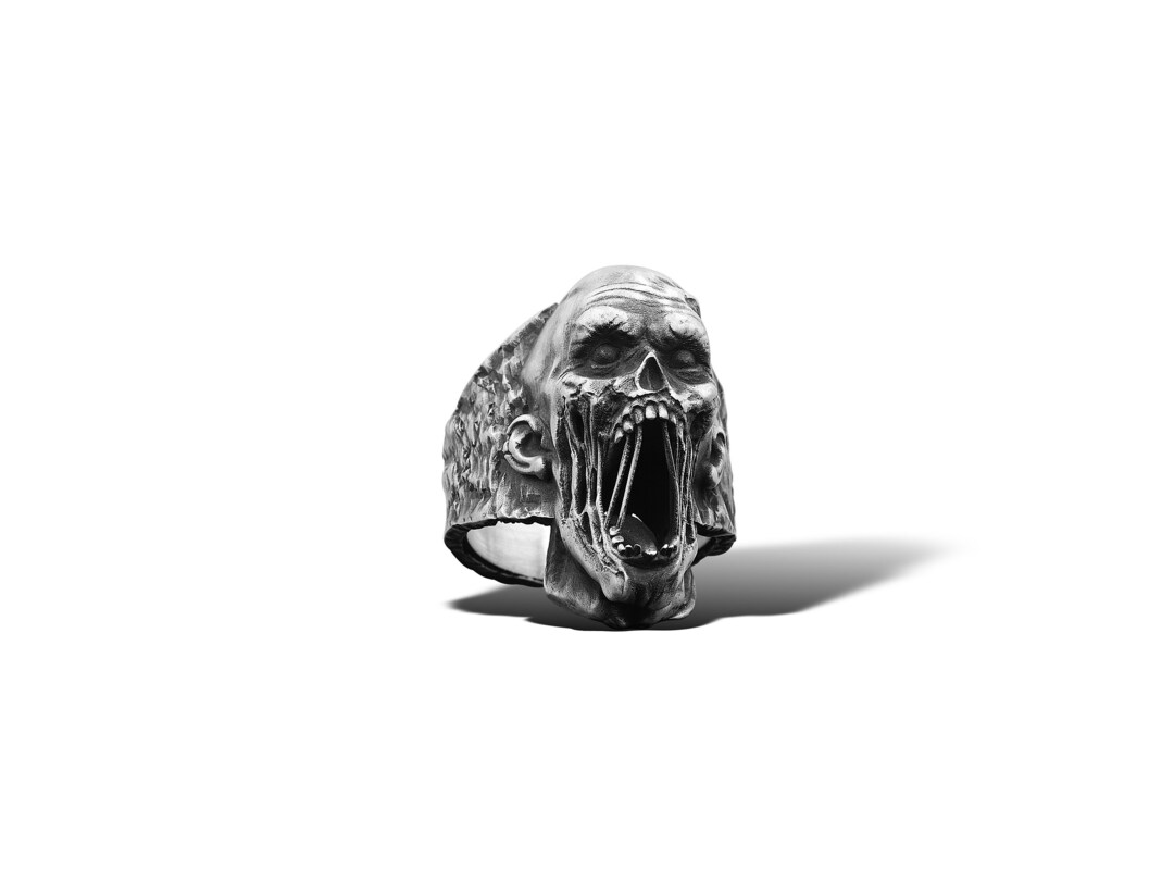 Silver Zombie Ring Sterling Horror Ring 925k Silver Handmade Ring Mens ...