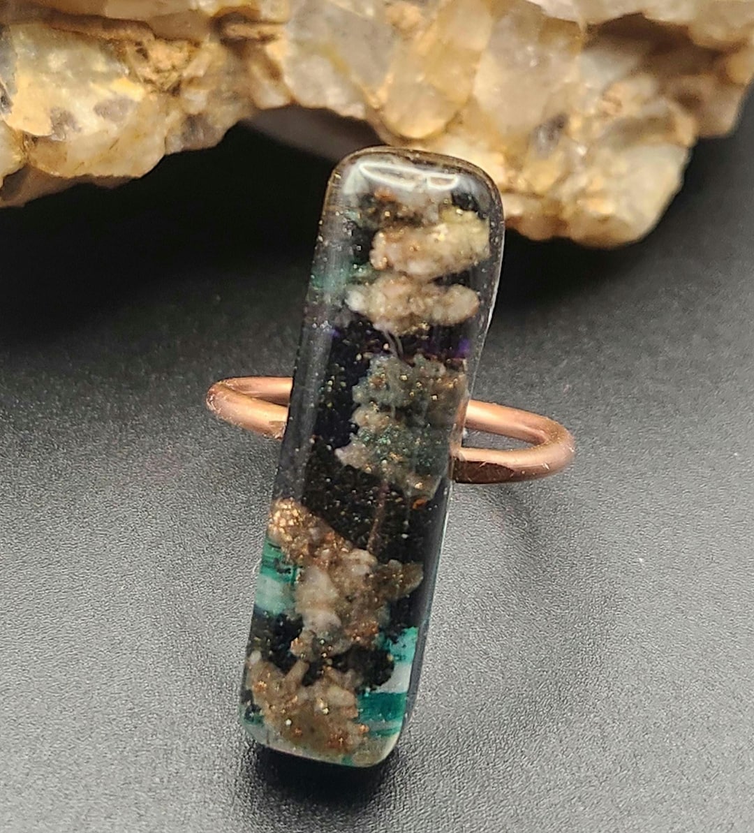 Handmade Piezoelectric Crystal Ring: Copper EMF Protection Jewelry - Etsy