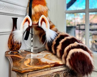 Red Panda Ear and 28in Tail Set - Etsy