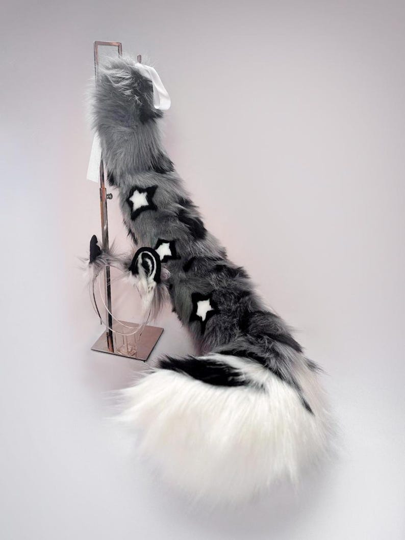 Star Gray Snow Leopard Faux Fur Ears and Tail - Etsy