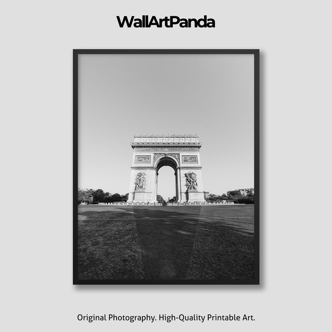 Arc De Triomphe Printable Art Paris Poster Black and White - Etsy