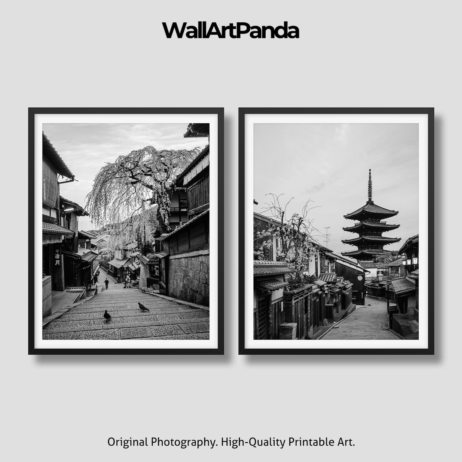 Japan Poster Set of 2 Kyoto Printable Art, Black and White Wall Art ...