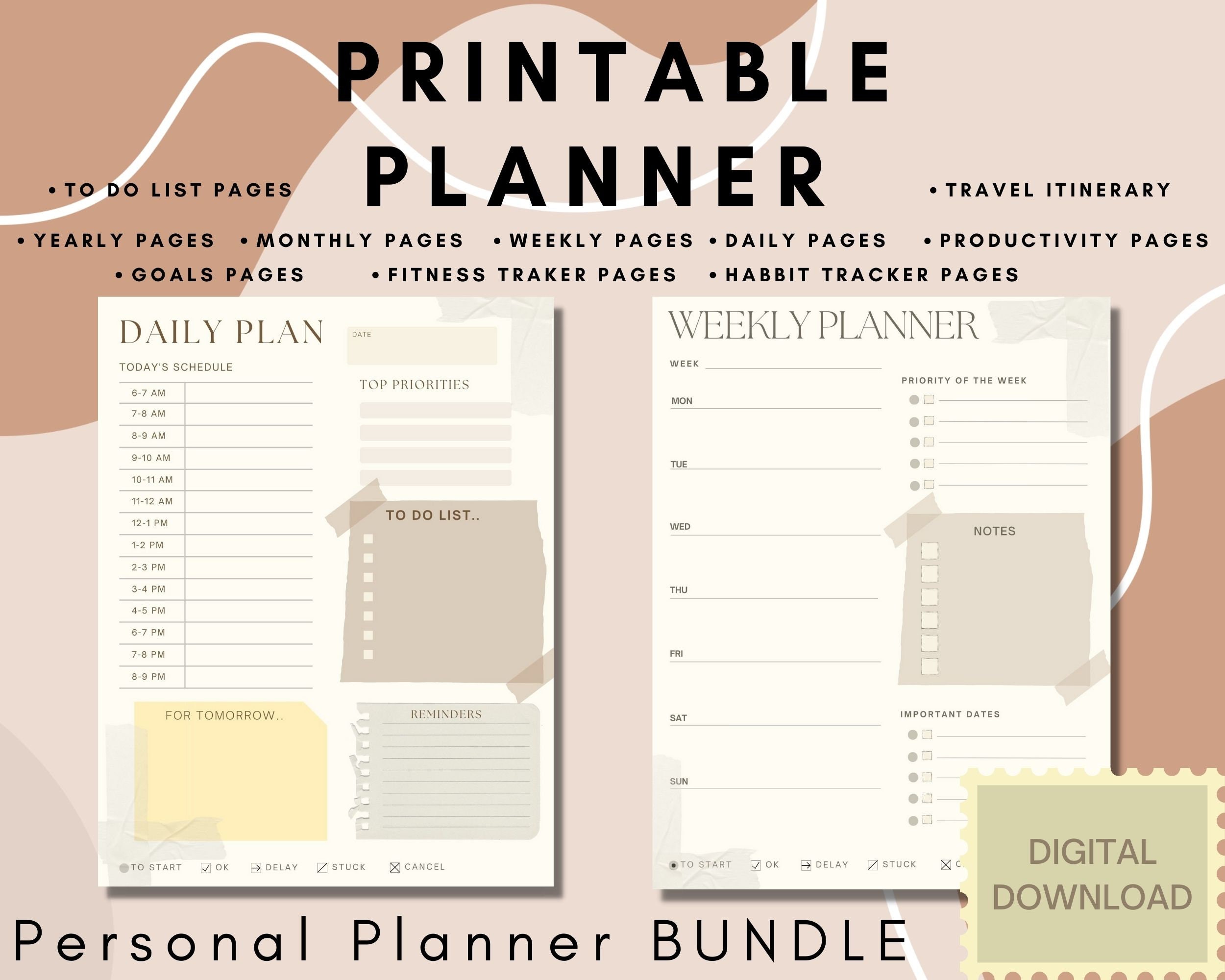 Printable Planner L Digital Personal ADHD Bundle L Daily, Weekly ...