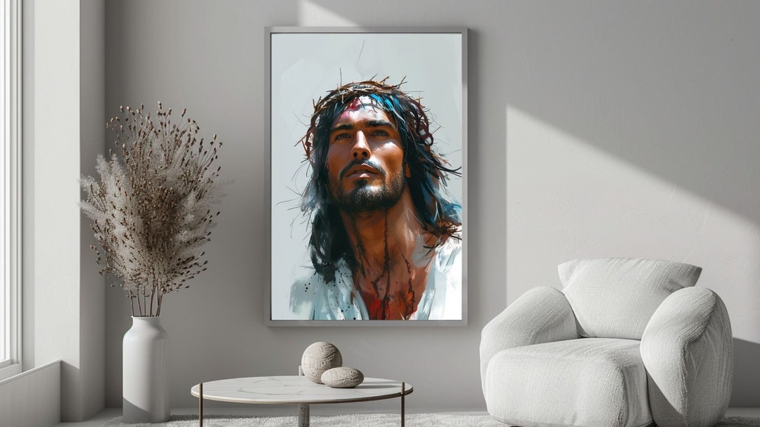 Religious Painting, Spiritual Decor, Jesus Christ Portrait, Faith-based ...