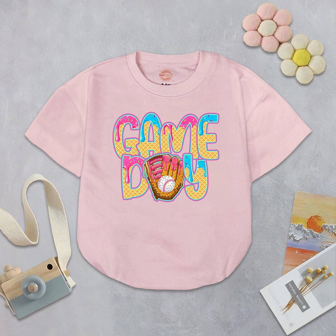 Baseball Game Day Ice Cream Drip Romper, Cute Ice Cream Baby ...
