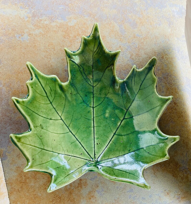 Maple Leaf Pottery Spoon Rest, Ceramic Candy Dish, Nature Themed ...