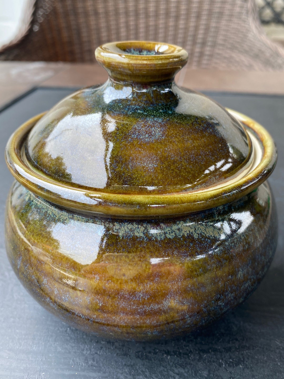Small Ceramic Canister With Lid, Handmade Stoneware Storage Container ...