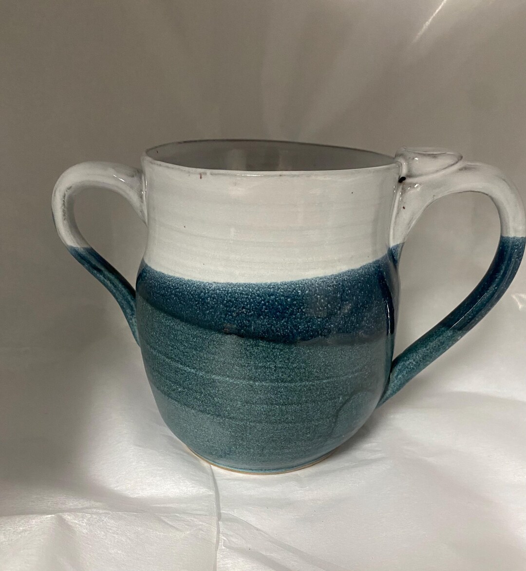 Large Double Handled Pottery Mug, Two Handle 18oz Pottery Mug With ...