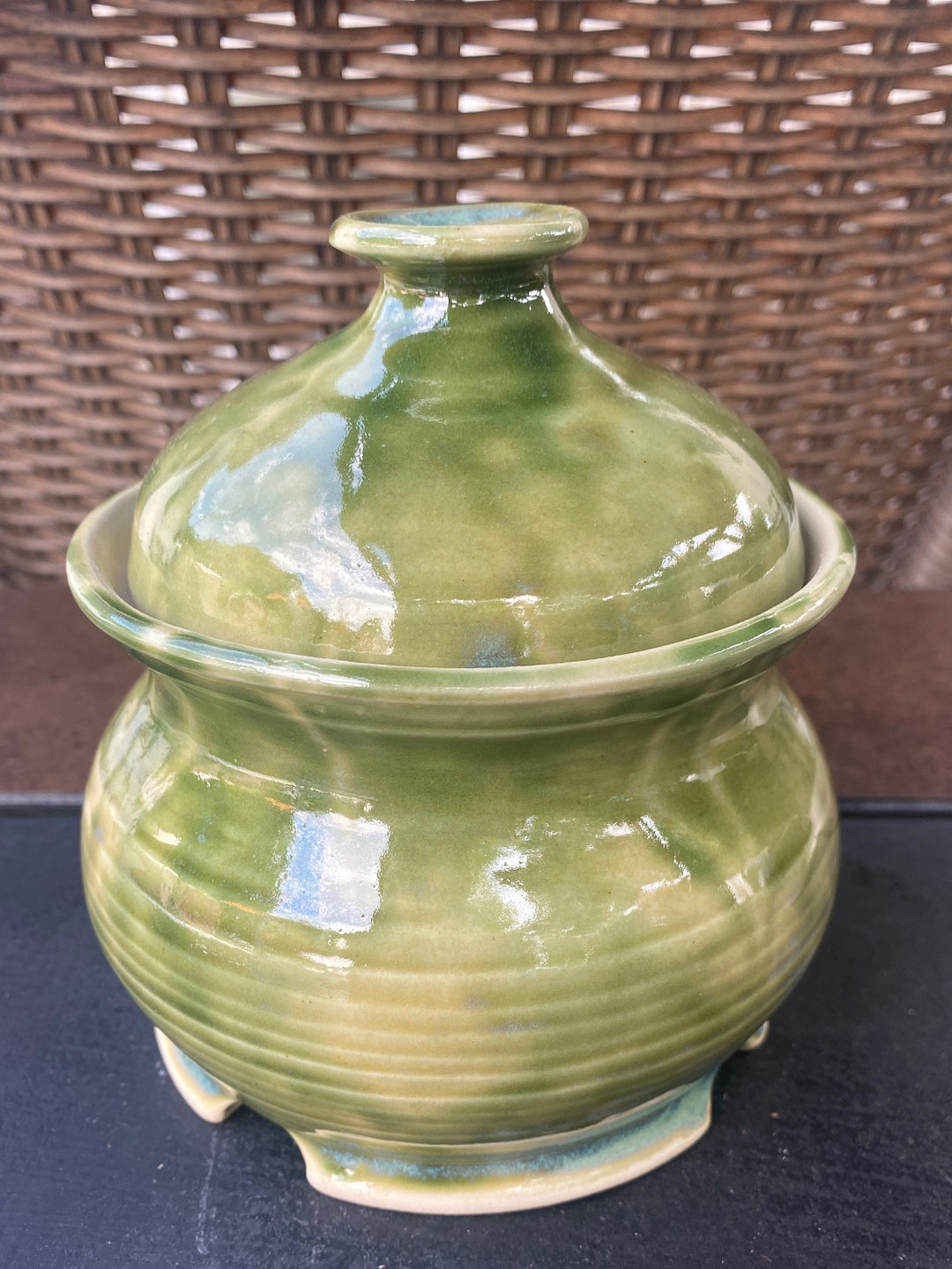 Small Ceramic Canister With Lid, Curd Pot, Yogurt Jar, Storage, Small ...