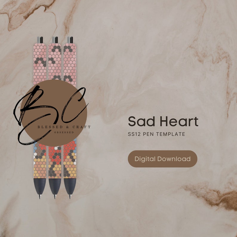 Sad Heart SS12 Pen Template - Etsy