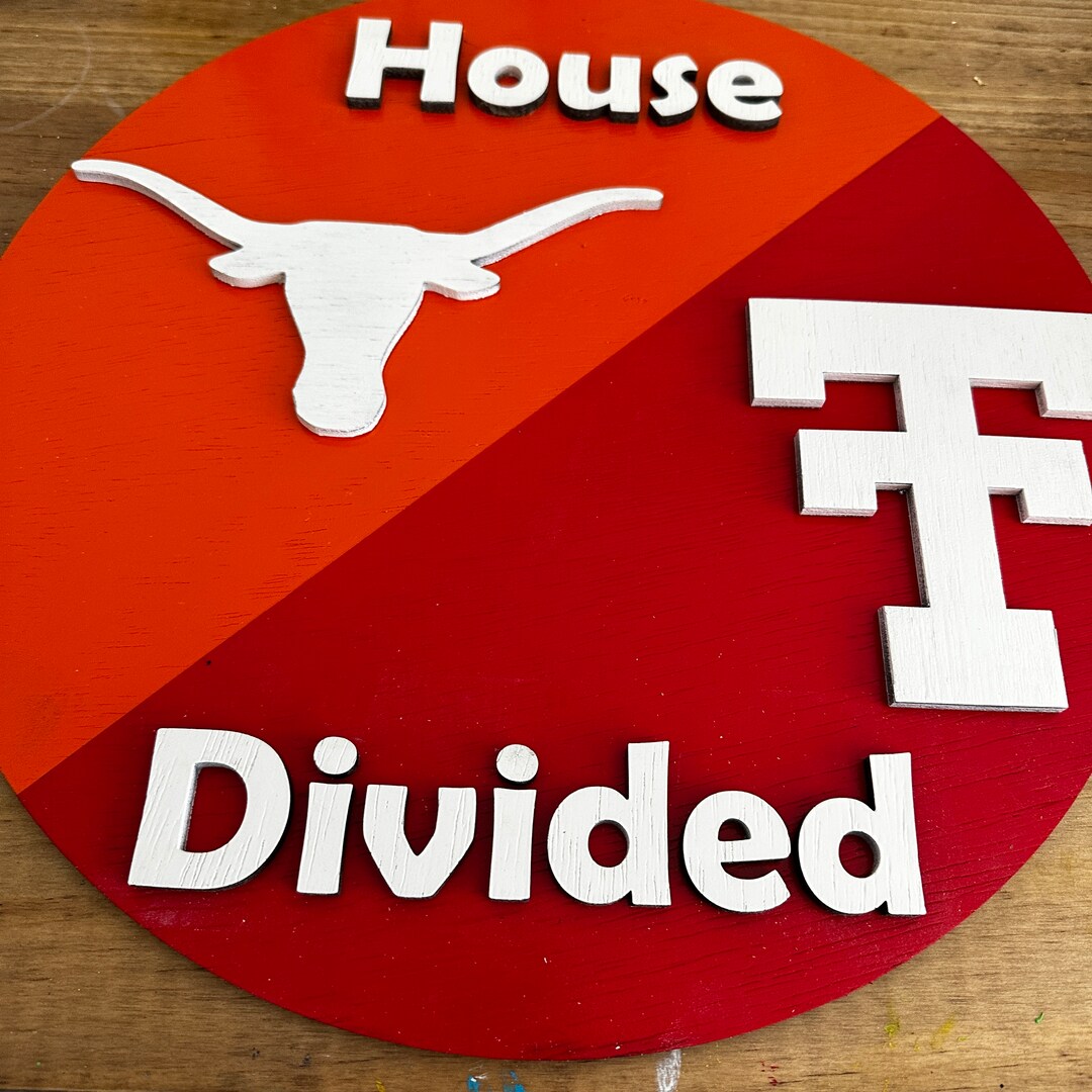 House Divided UT Texas Tech Wall Sign Door Hanger - Etsy