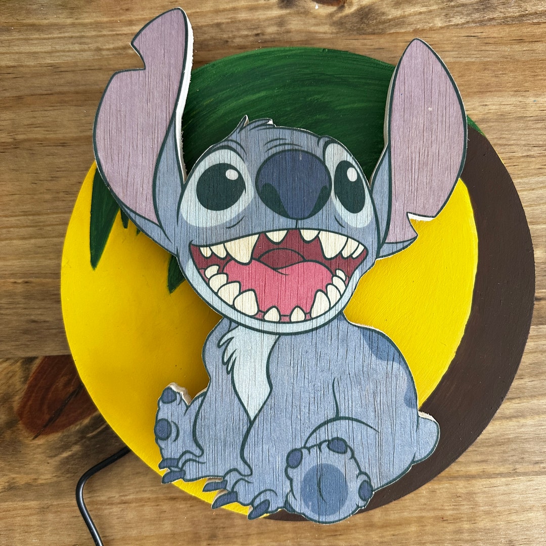 Mouth Open Stitch Light up Wall Art Nightlight Bring Stitch's Playful ...