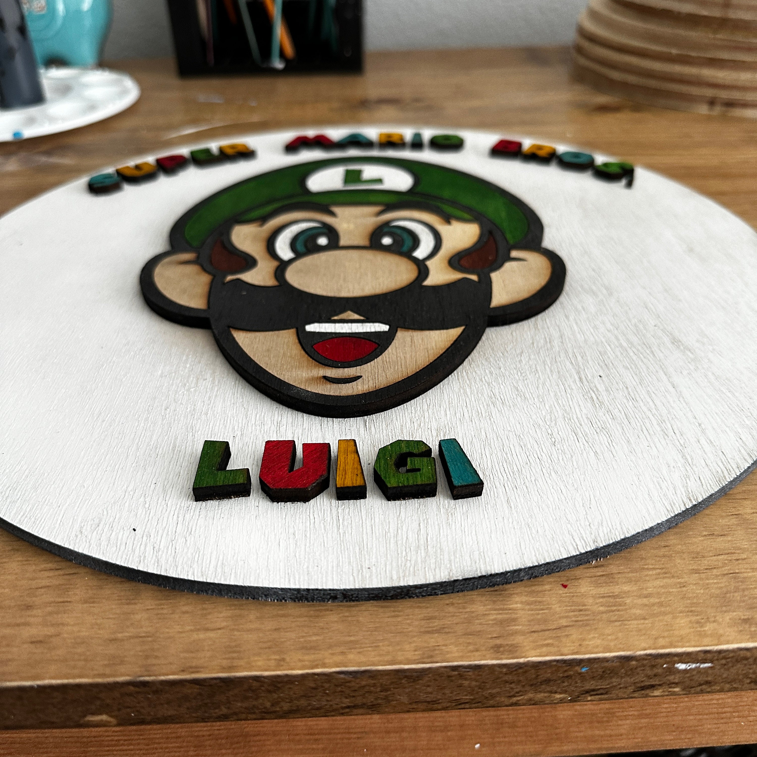 Super Mario Brothers Luigi Round Wall Sign - Etsy