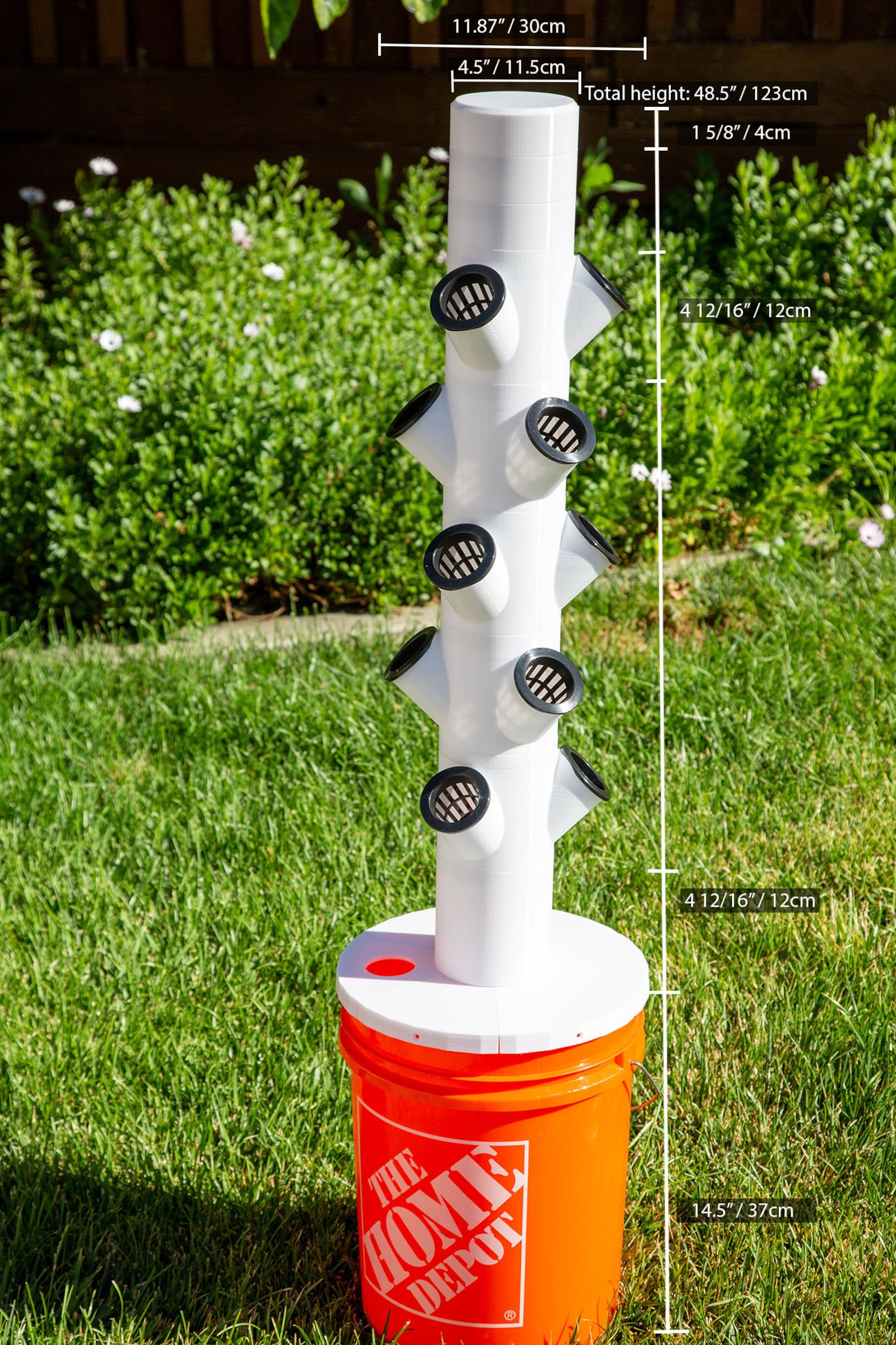 10-plant Hydroponic Tower: Complete Growing Setup for 10 Cups. PETG ...