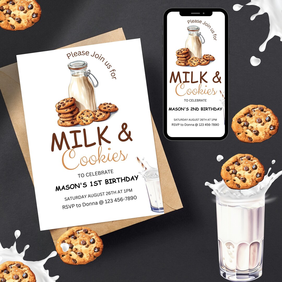 Milk and Cookies Party Invitation Milk and Cookies Invite - Etsy