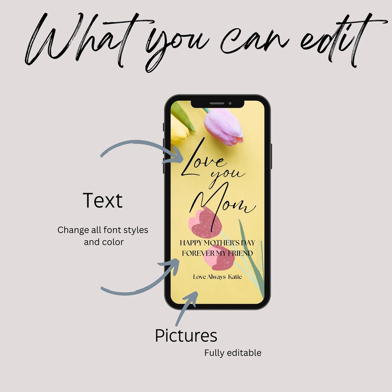 Mother's Day Mobile Phone Editable Template | Electronic Mother's Day ...