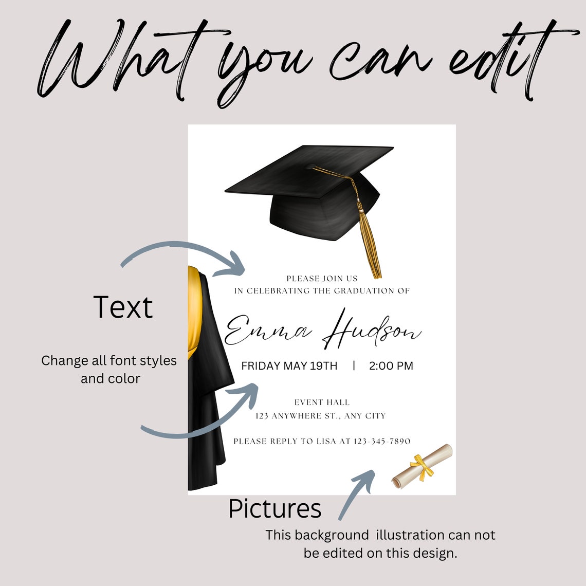 Graduation Invitation Template/printable Graduation Party Invitation ...