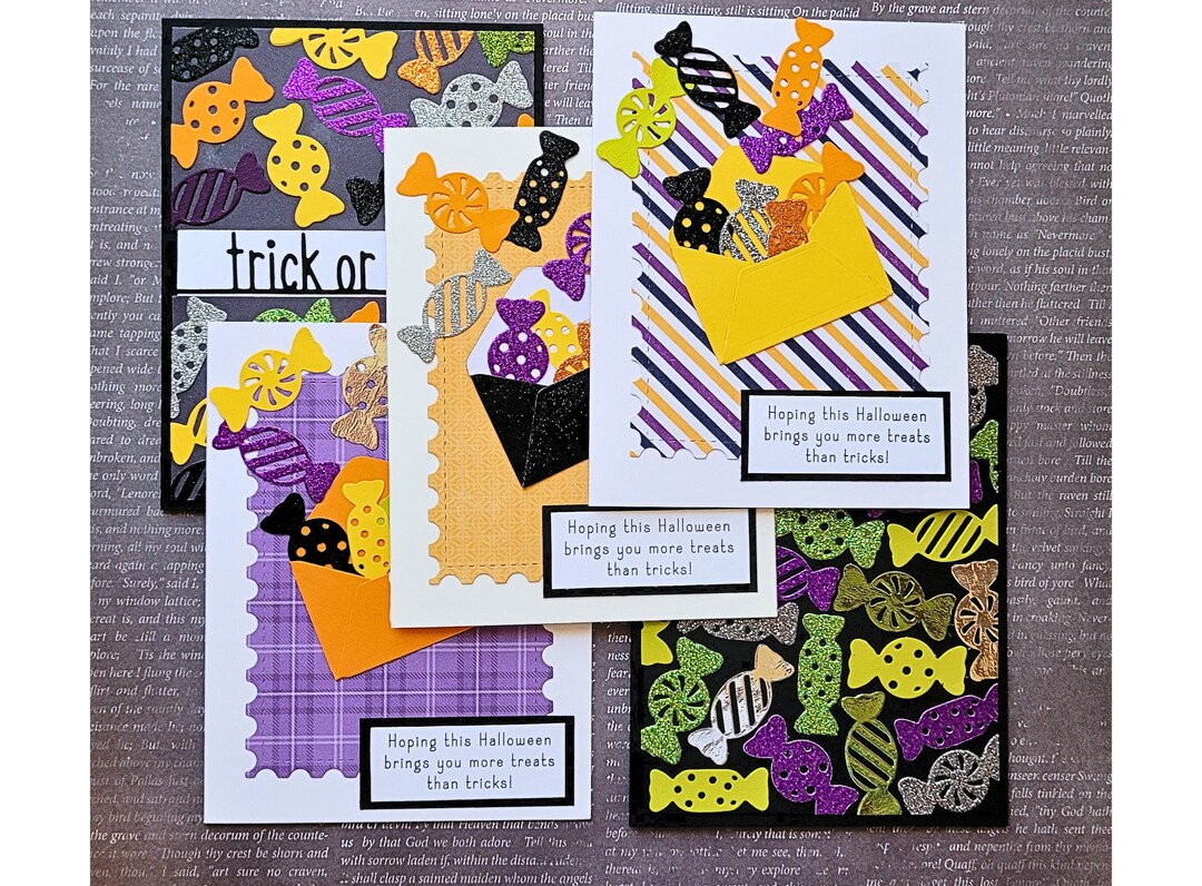 Halloween Candy Greeting Cards Holiday Cards Scrapbook Paper Cards ...