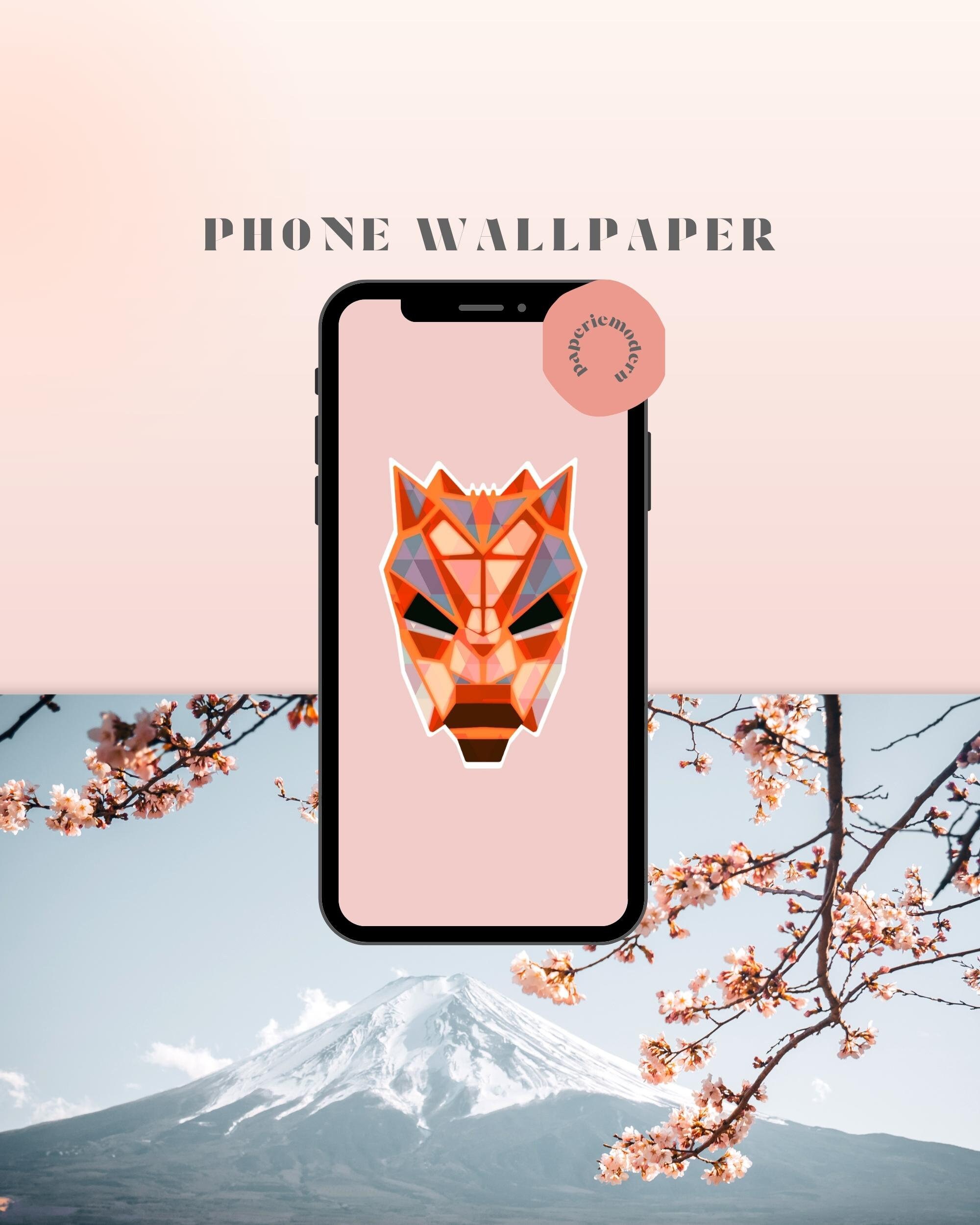 Geometric Japanese Oni Mask | Desktop, Tablet and Phone Wallpaper ...