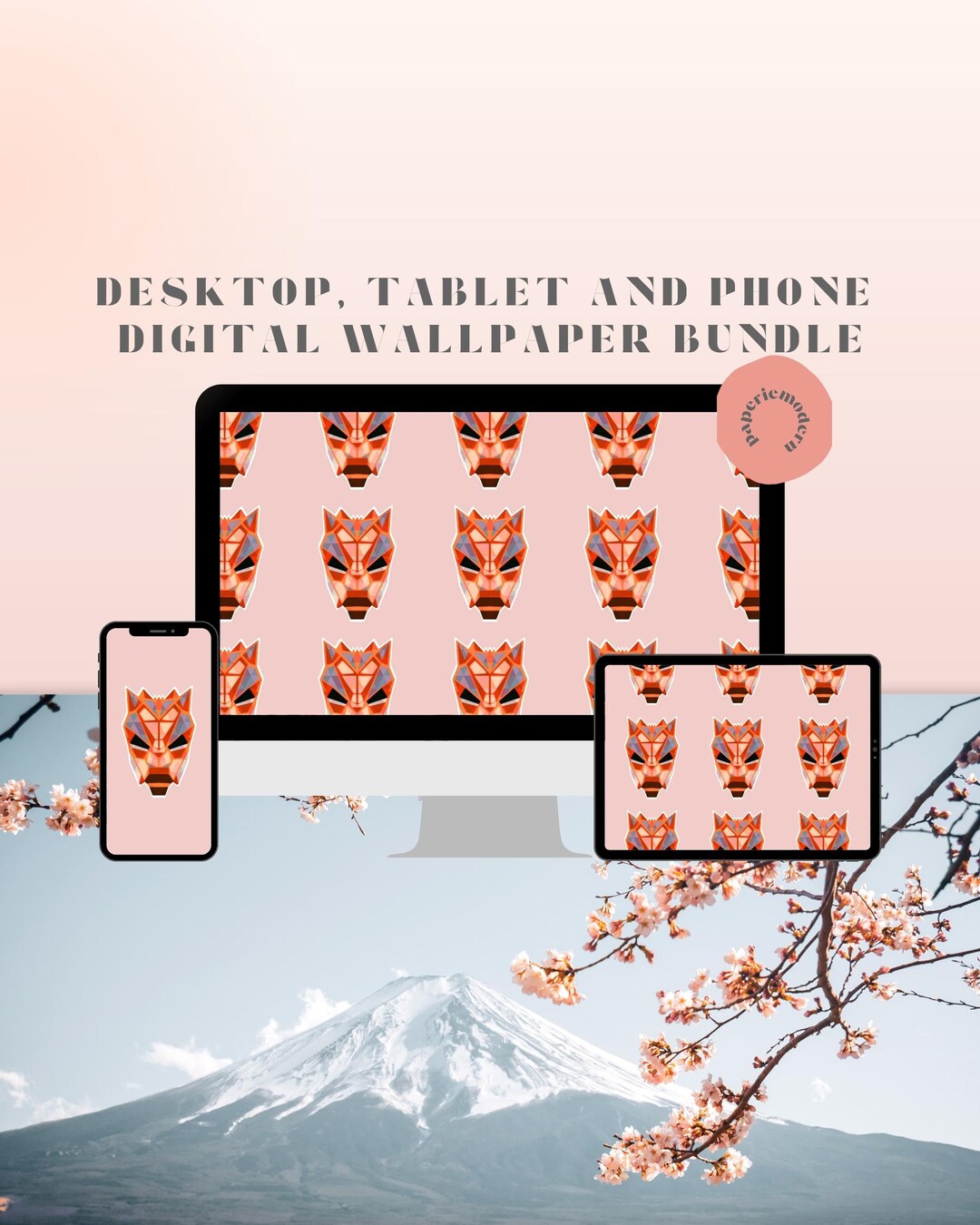 Geometric Japanese Oni Mask | Desktop, Tablet and Phone Wallpaper ...