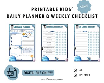 Kids Daily Planner and Weekly Checklist Printable (pinkish Theme) - Etsy