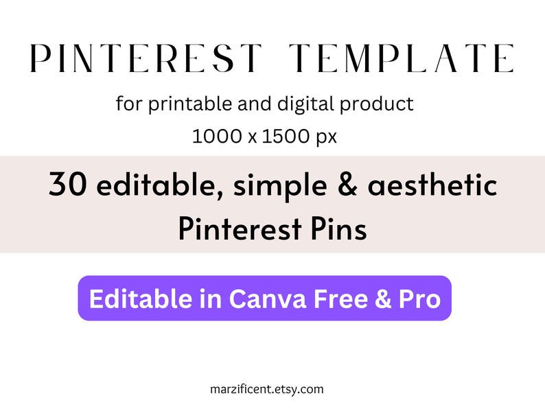 30 Pages Pinterest Pin Mockup Templates on Canva (1000x1500px) - Etsy