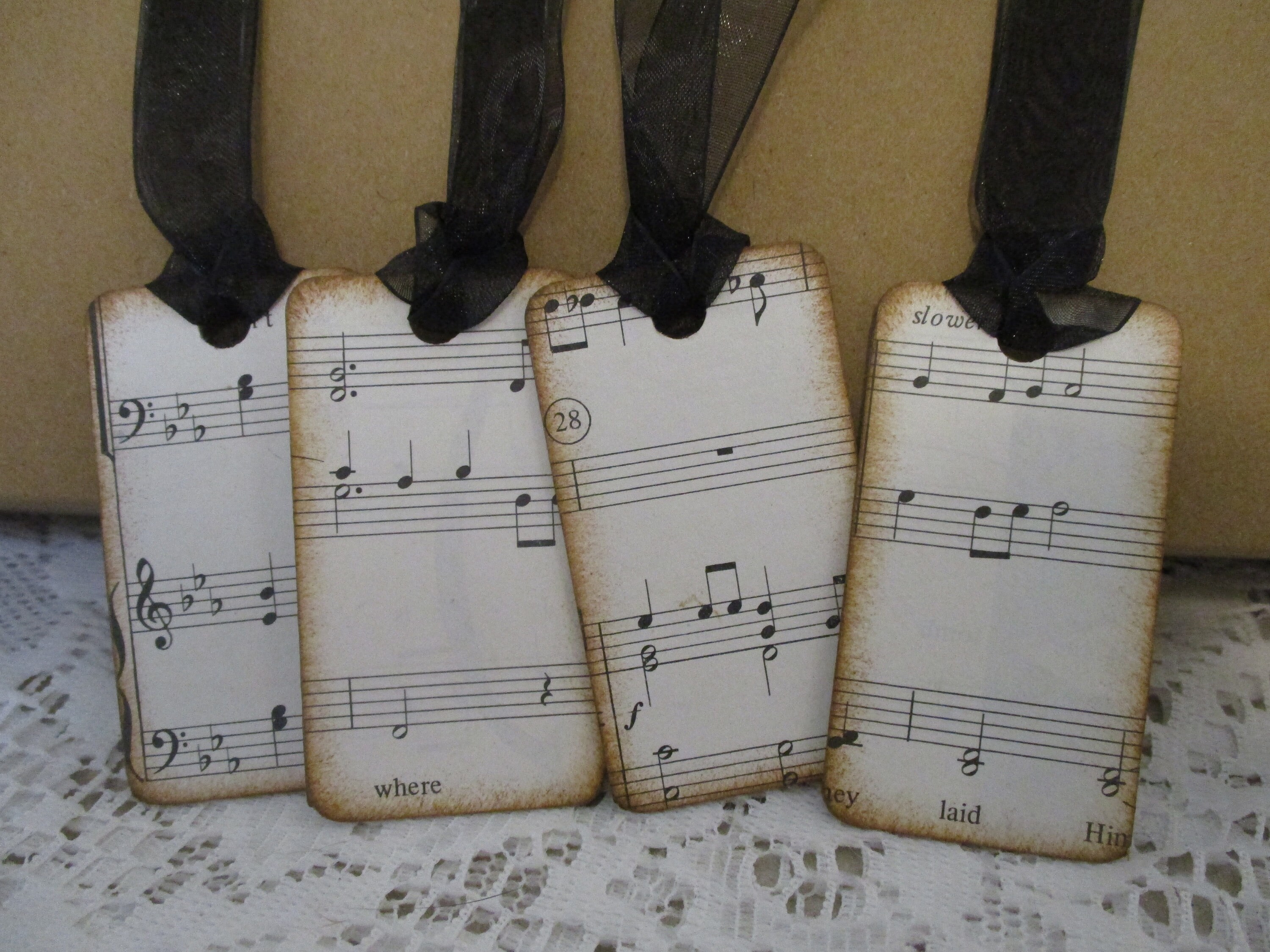 8 Music Notes Handmade Gift Tags Vintage Music Sheets to - Etsy