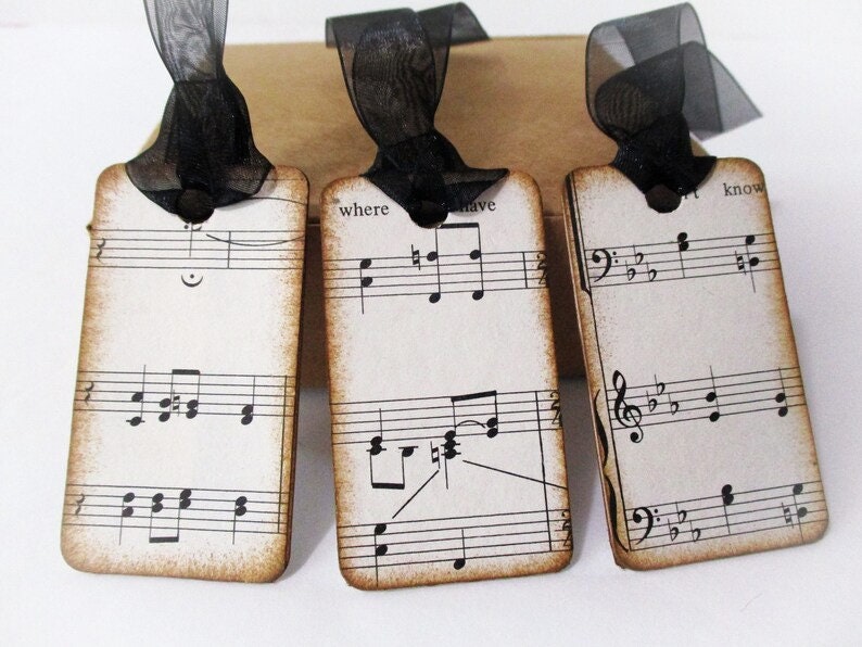 Music Notes Gift Tags: Vintage Sheet Music, Handmade Set of 8 - Etsy