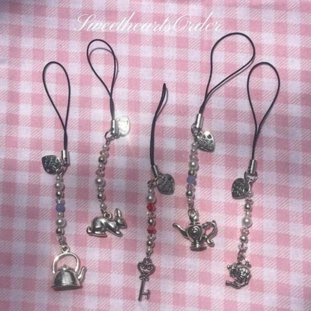 Beaded Phone Charm Keychains - Etsy