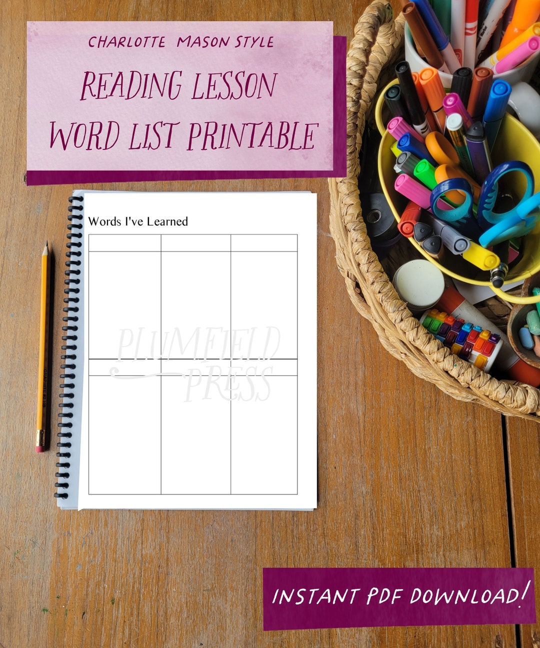 Charlotte Mason Word List Notebook Insert - Charlotte Mason Reading ...