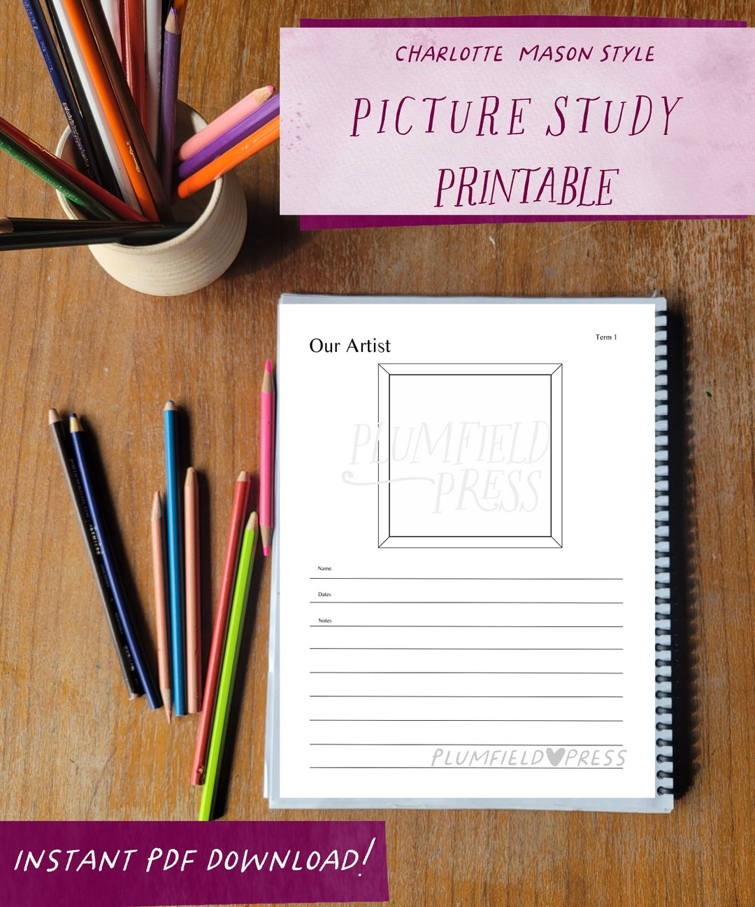 Charlotte Mason Artist Study Notebook Insert - Charlotte Mason Picture ...