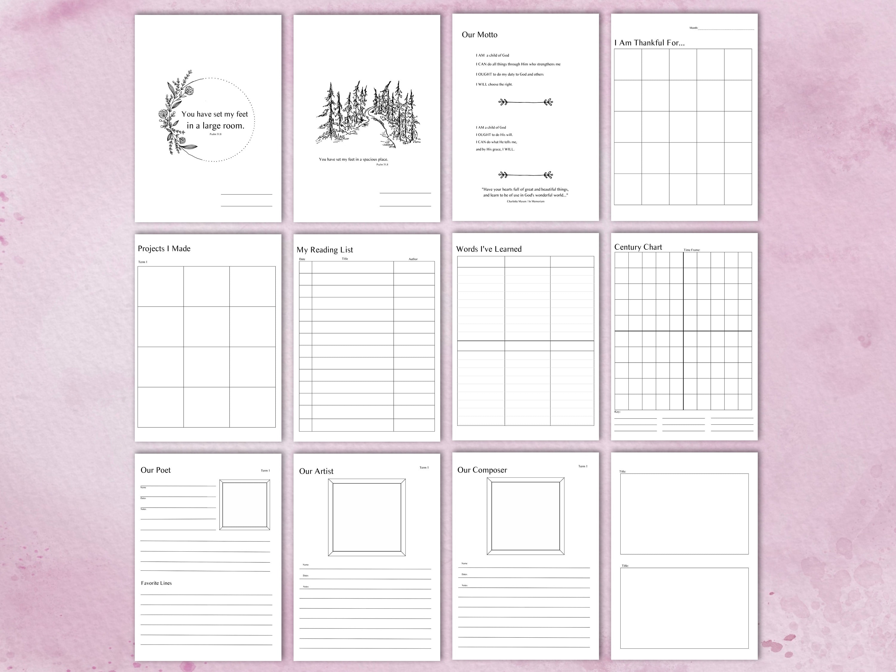 Charlotte Mason Mix-and-match Notebooking Pages Bundle - PDF Printable Download - Charlotte ...