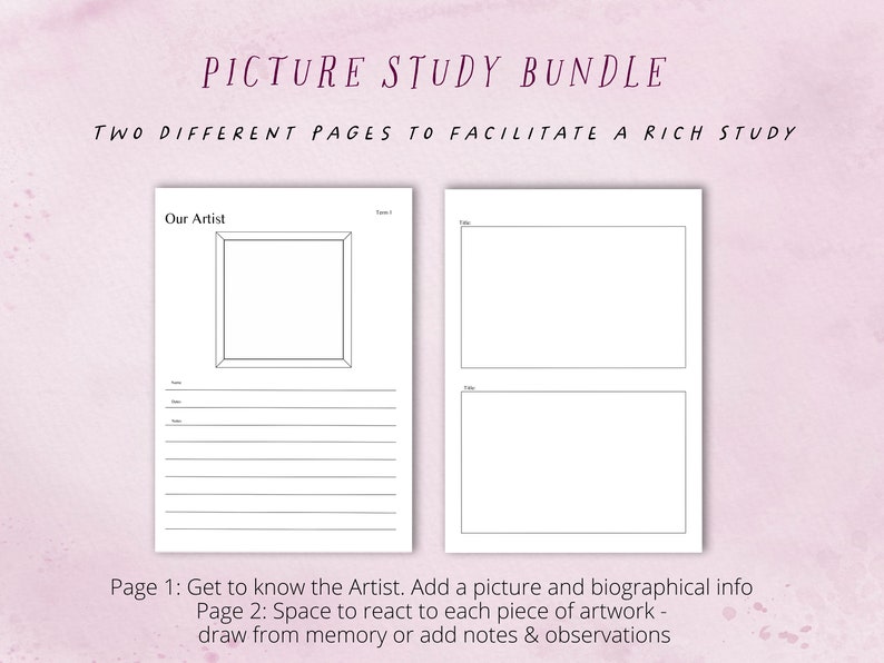 Charlotte Mason Artist Study Notebook Insert Charlotte Mason Picture ...