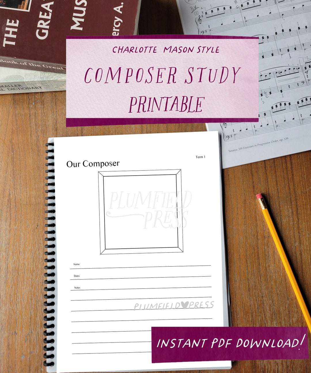 Charlotte Mason Composer Study Notebook Insert - PDF Download ...