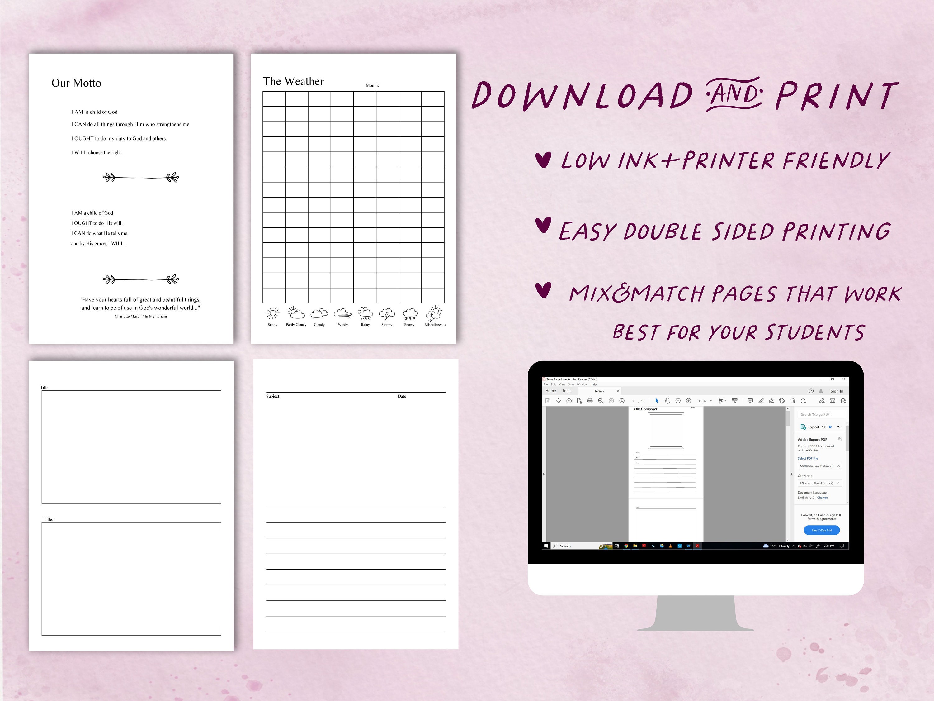 Charlotte Mason Mix-and-match Notebooking Pages Bundle - PDF Printable ...