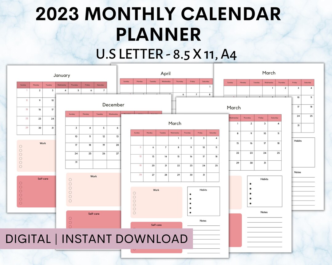 2023 Calendar, Printable, Minimalist Simple Calendar, 11 X 8.5 Inches ...