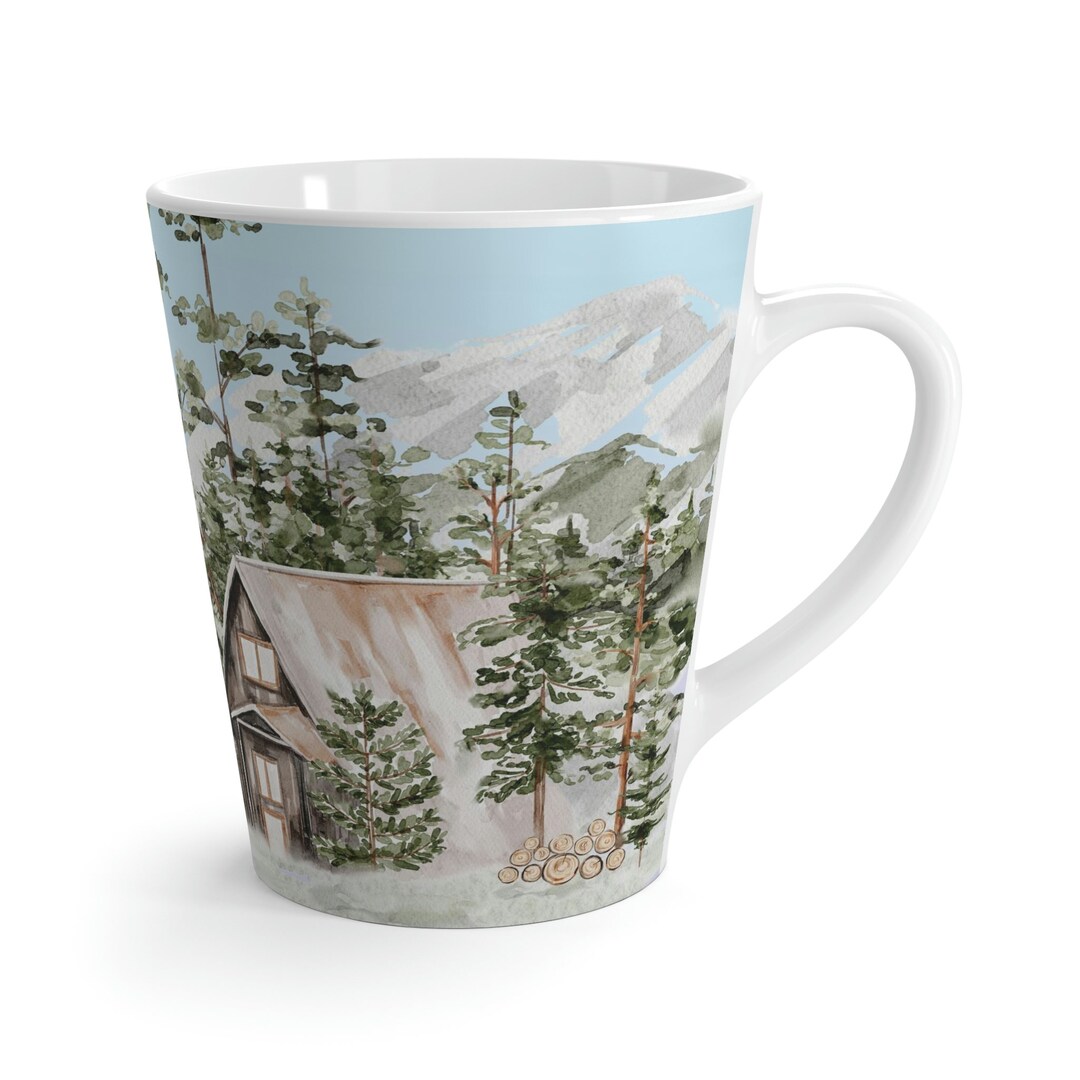 Cozy Cabin in the Woods Latte Mug, Cabin Mug, Coffee Mug, Cozy Cabin ...
