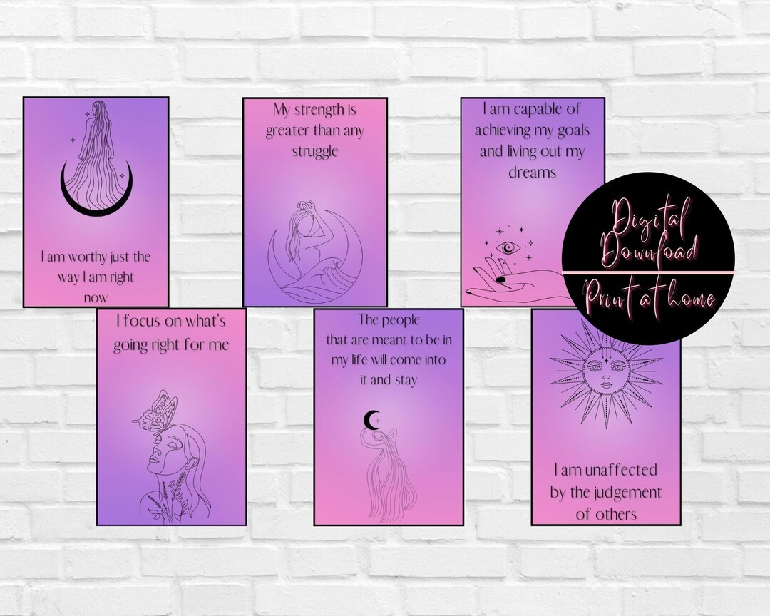 32 Purple Self Love Affirmation Cards Printable - Etsy