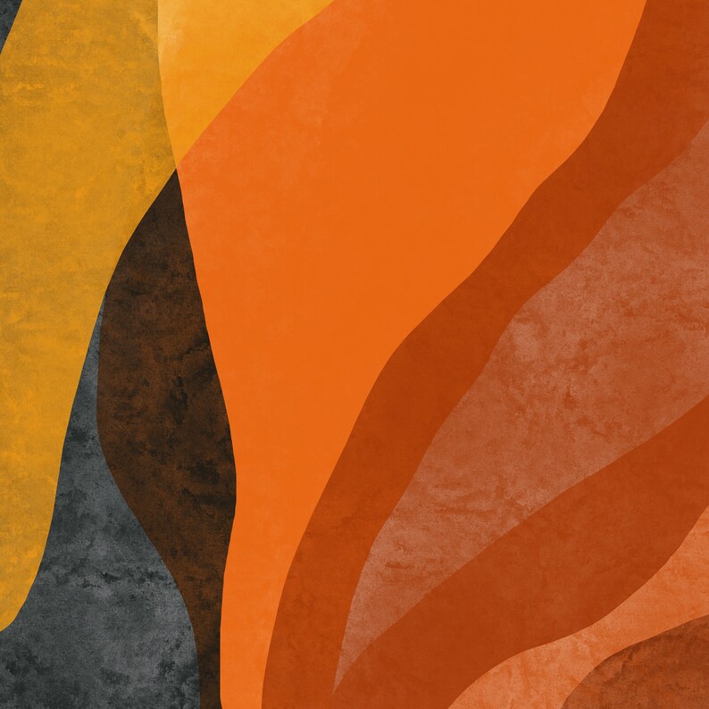 Burnt Orange Abstract Printable Wall Art Print Set of 3, Modern ...