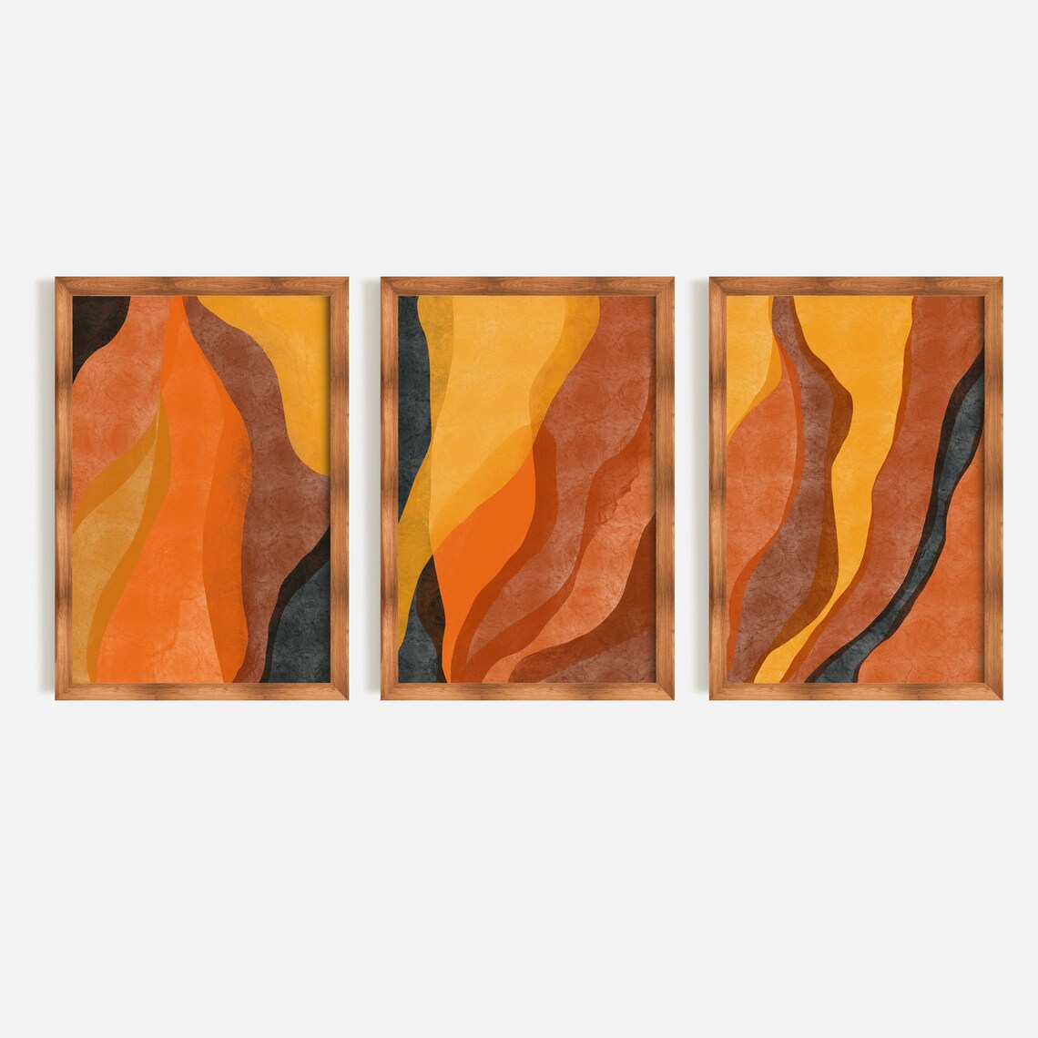 Burnt Orange Abstract Printable Wall Art Print Set of 3, Modern ...