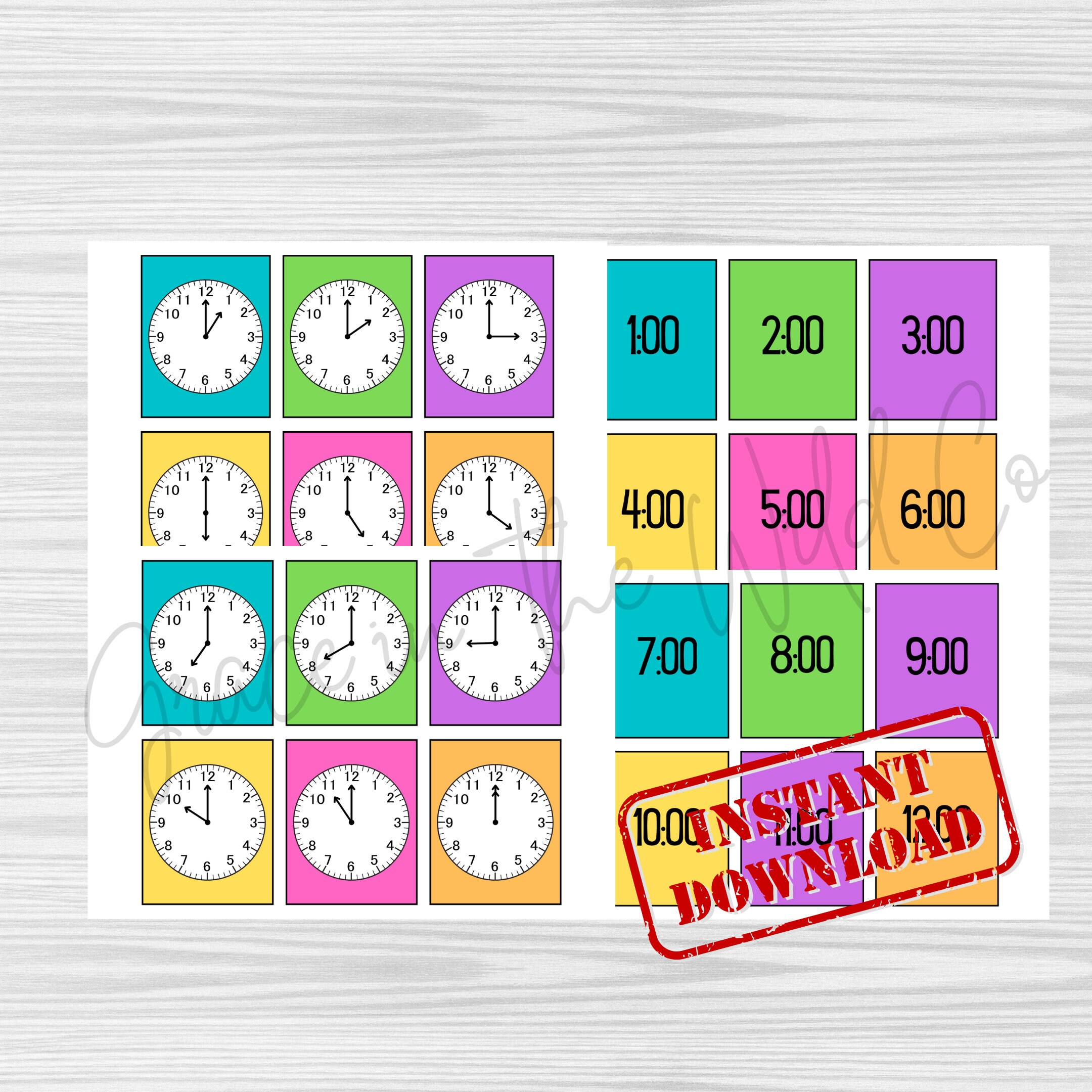Flash Cards Learn to Tell Time Homeschool Flashcards I - Etsy