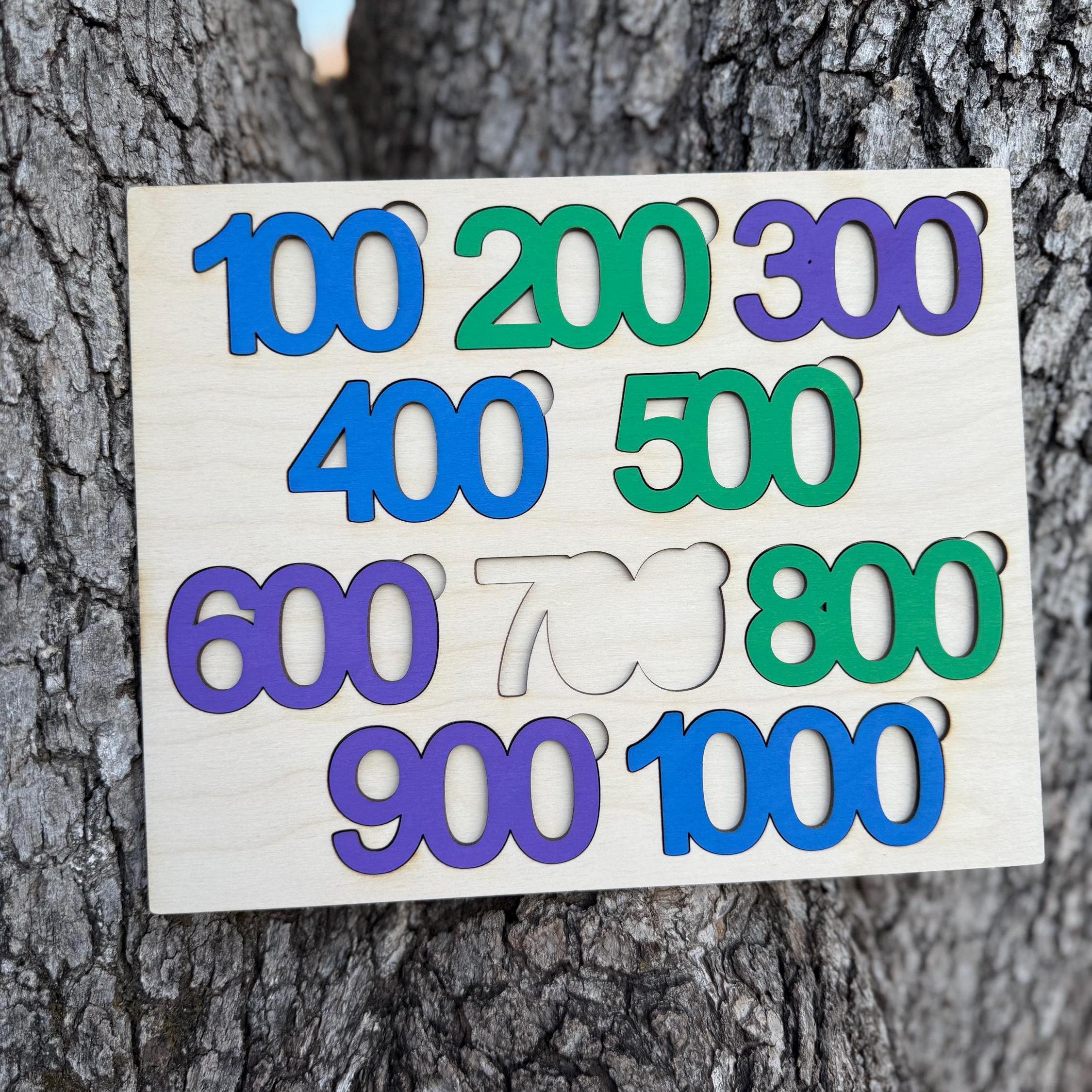 Montessori Wooden Number Puzzle: Counting by 100s to 1000 - Etsy